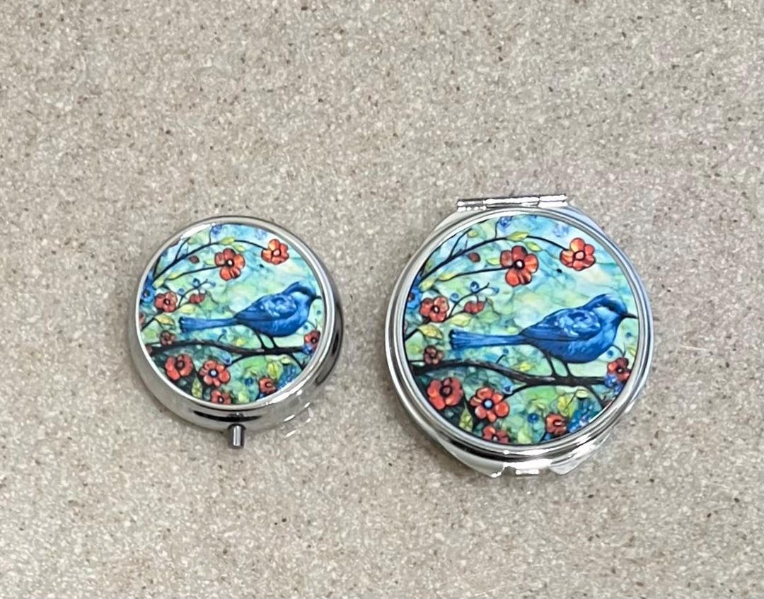 Blue Bird Pill Box Case | Trinket Box - Etsy