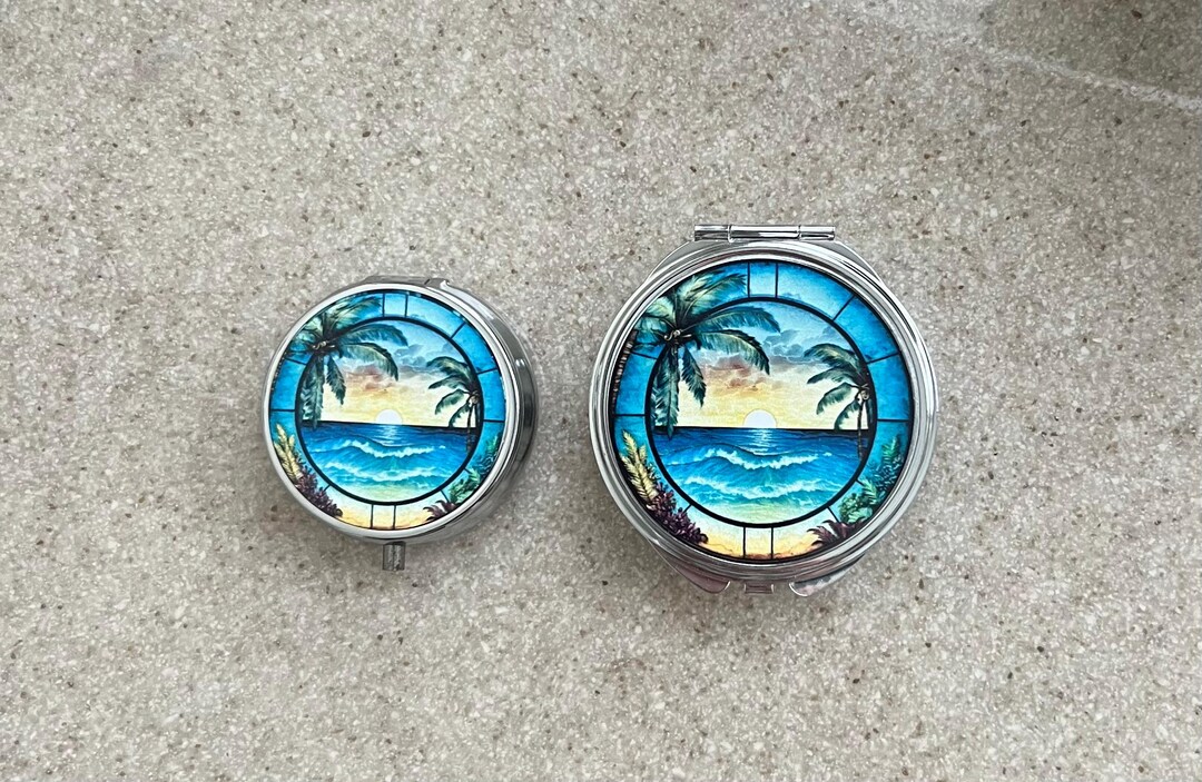 Ocean View Palm Tree Pill Box Case | Trinket Box | Jewelry Box - Etsy