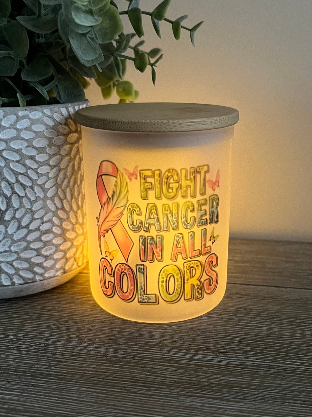Candle Holder Fight Cancer Candle Holder Cancer Awareness - Etsy