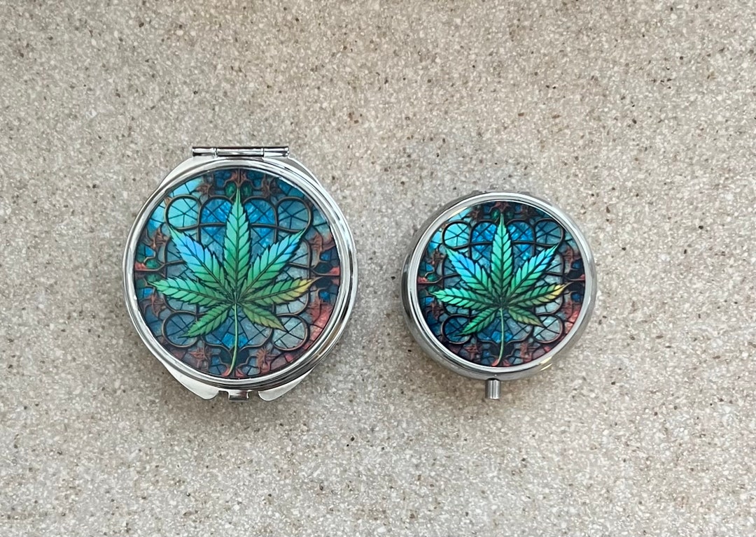 Pot Leaf Design Pill Box Case | Pillbox Holder | Trinket Box | Humorous ...