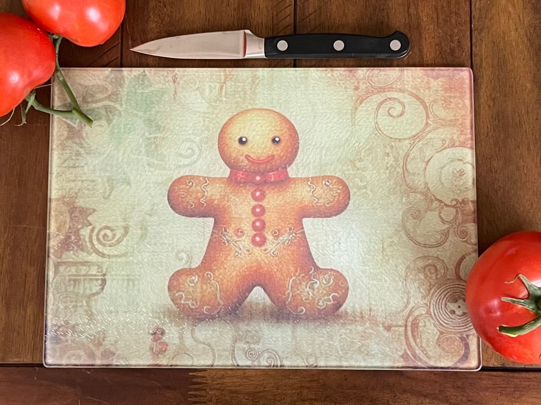 Gingerbread Man Christmas Cutting Board Christmas Glass Cutting Board ...