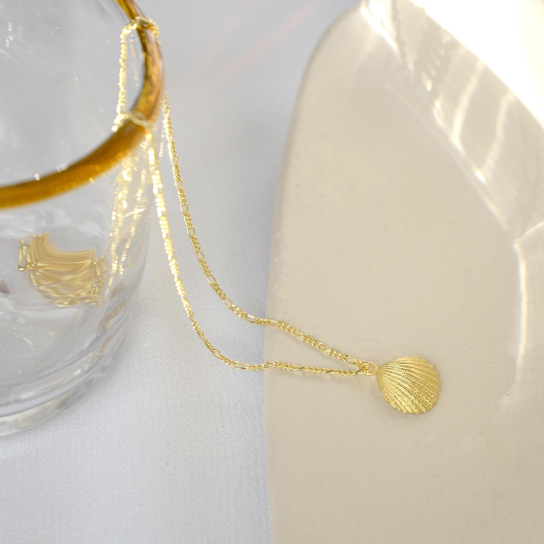 Beach Shell 925 Gold Plated Sea Amulet| Cockle Shell Recycled Silver ...