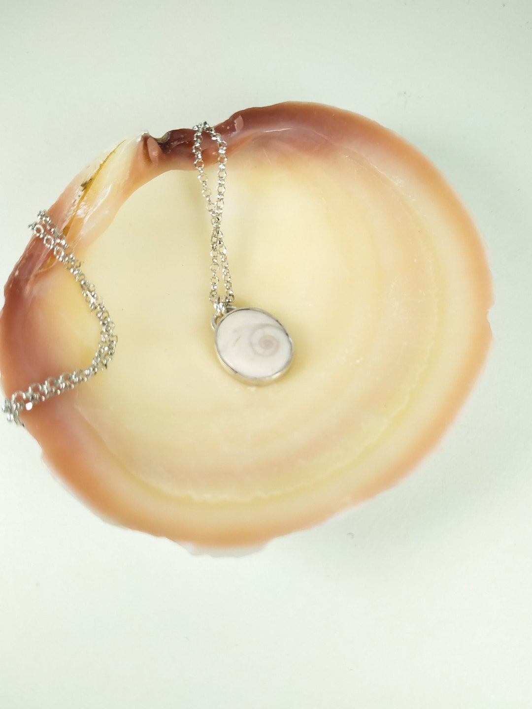 Shiva Eye Shell Sterling Silver Necklace | Beachy Minimalist Pendant - Etsy