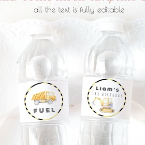 EDITABLE Construction Water Bottle Labels, Construction Party Decor ...