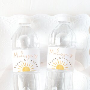 Sun Water Bottle Labels EDITABLE, Sunshine Party Decor Printable, First ...