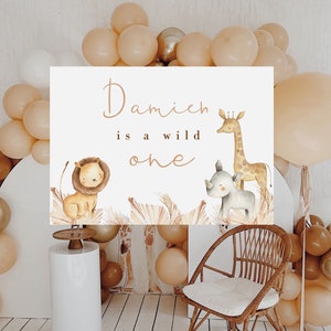 Boho Safari Backdrop Template, Muted Wild One Dessert Table Backdrop ...