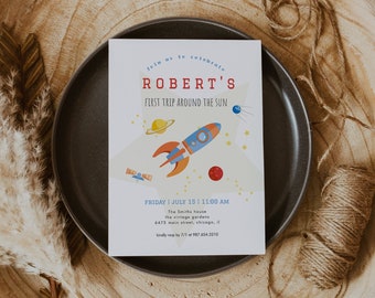 Space First Birthday Invitation - Etsy UK