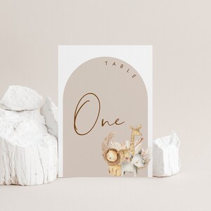 Editable Boho Safari Table Numbers, Muted Jungle Animals Table Numbers ...