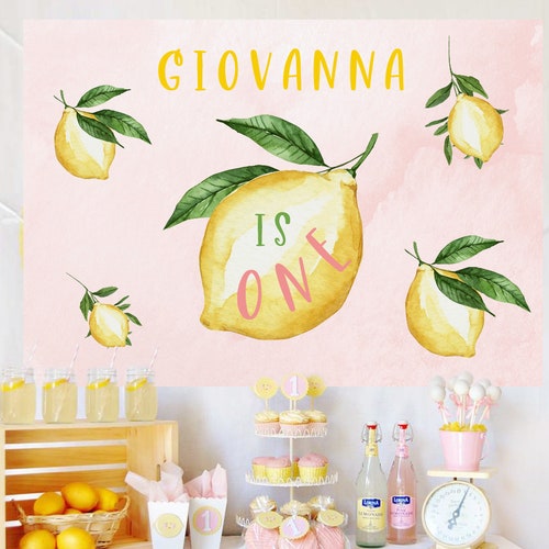 Lemon Backdrop Printable Pink Lemonade Dessert Table - Etsy