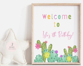 Editable Cactus Birthday Party Welcome Sign Template Boho - Etsy