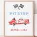 Printable Pit Stop Sign, Vintage Race Car Birthday Sign, Refuel Here ...