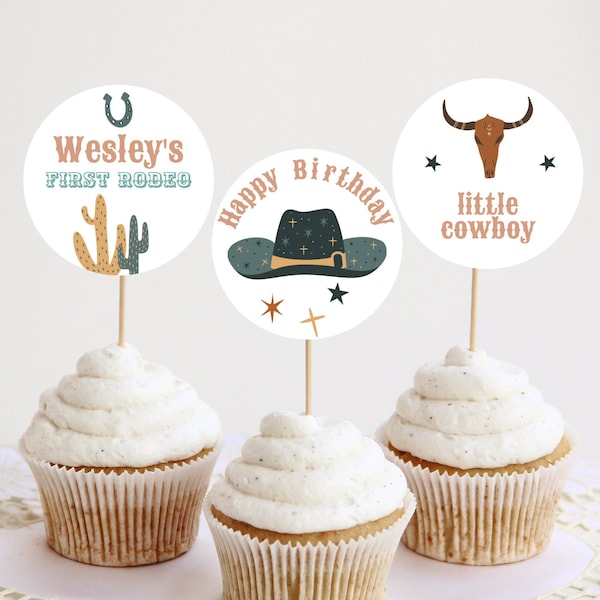 Cowboy Cupcake Toppers Printable - Etsy