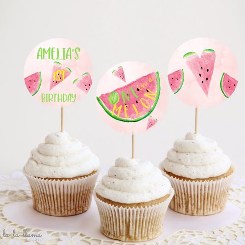 Watermelon Happy Birthday Banner One in a Melon Birthday - Etsy