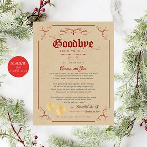 Editable Vintage Elf Goodbye Letter From North Pole Instant Download ...