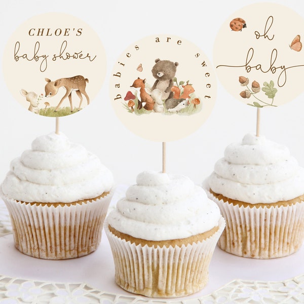 Woodland Baby Shower Cupcake Topper - Etsy