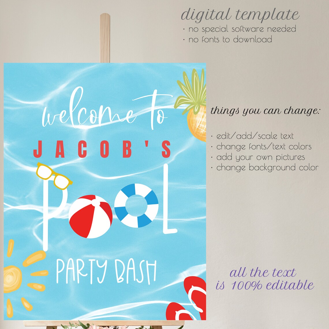 Pool Party Welcome Sign Splish Splash Pool Party Bash Welcome - Etsy