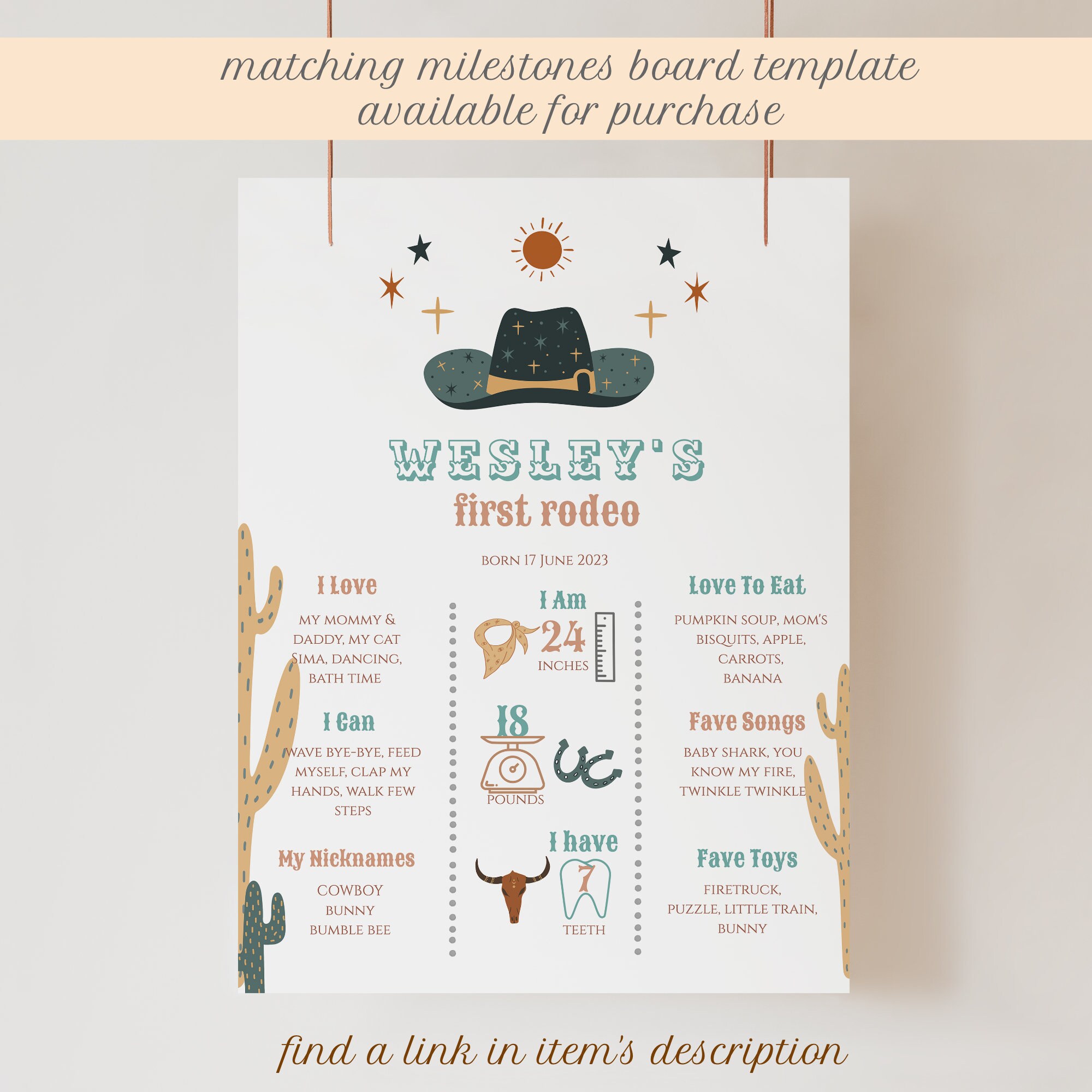 EDITABLE Wild West High Chair Banner First Rodeo Birthday - Etsy