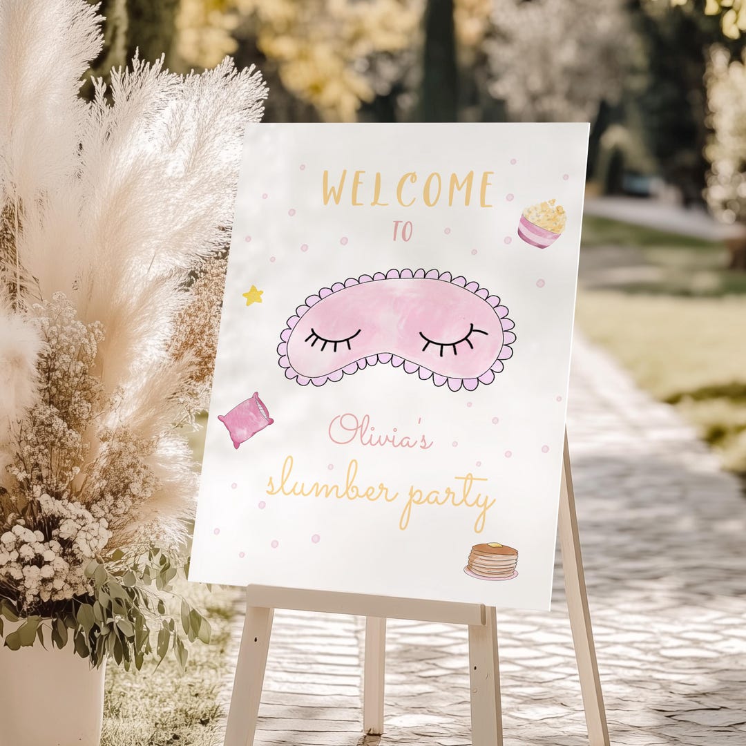 Sleepover Birthday Welcome Sign, Slumber Party Poster, Pyjama Birthday ...