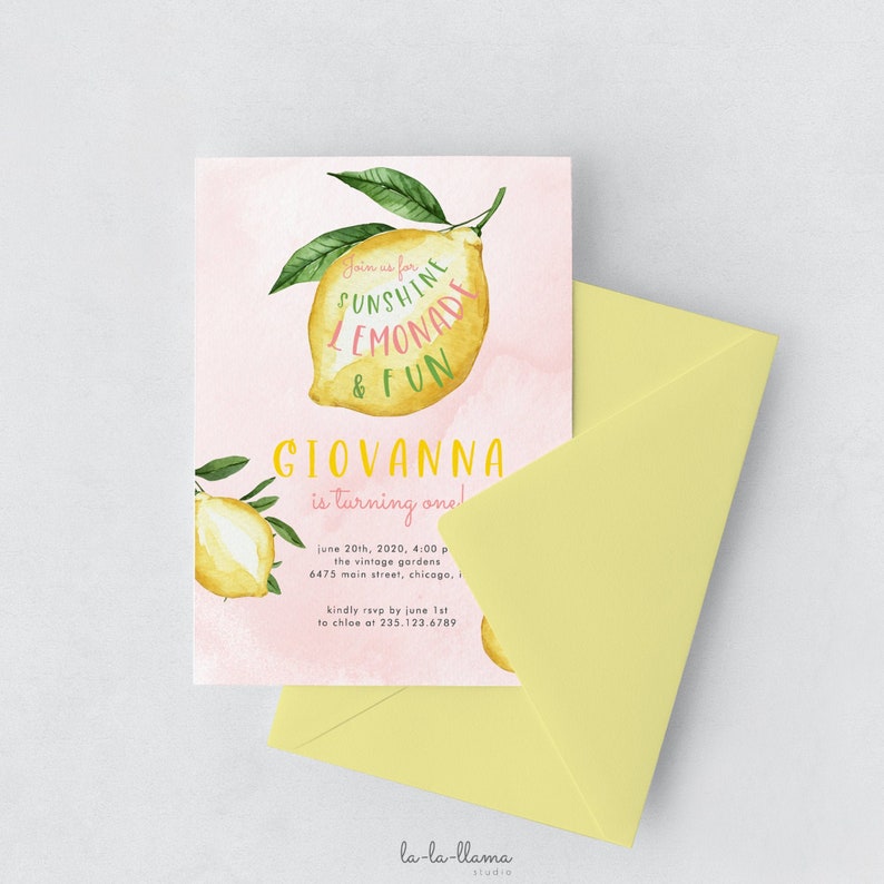 Lemonade Birthday Invitation Template Lemonade Stand Invite | Etsy