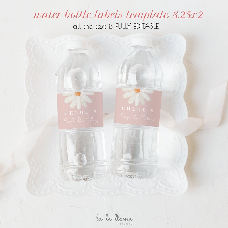 Editable Daisy Water Bottle Labels Daisy Party Decor - Etsy