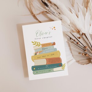Book 1st Birthday Invitation Editable, First Chapter Birthday Invite ...