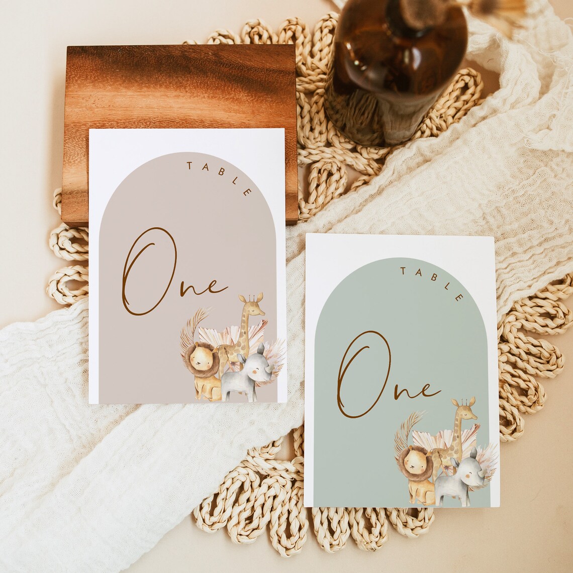 Editable Boho Safari Table Numbers Muted Jungle Animals Table - Etsy
