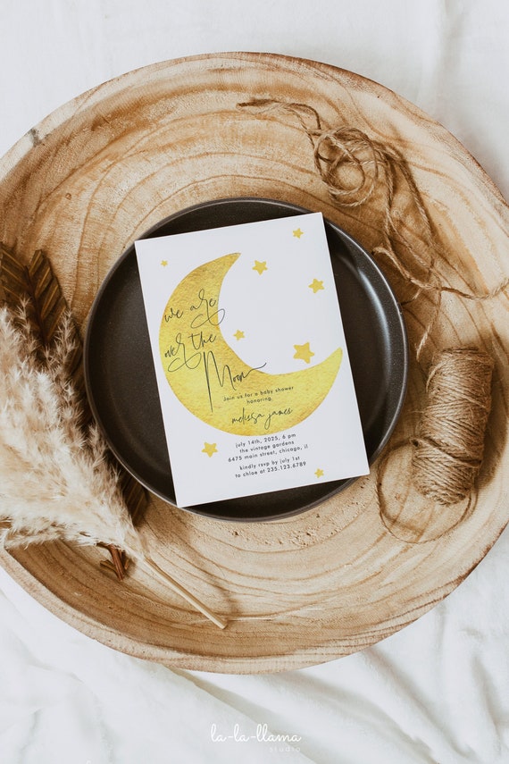 We Are Over the Moon Baby Shower Invitation to the Moon and - Etsy
