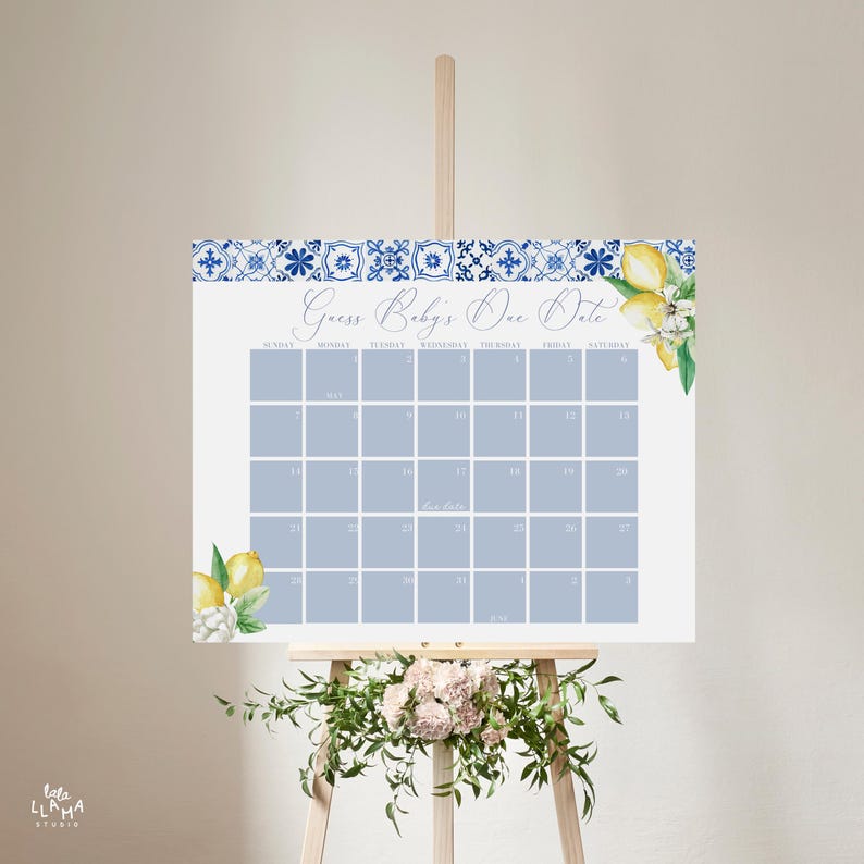 Italian Lemons & Blue Tiles Baby Shower Games Bundle (editable Template ...