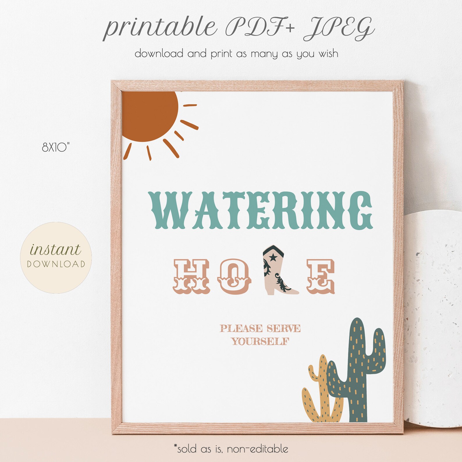 Western Watering Hole Sign Printable Cowboy Birthday Water - Etsy