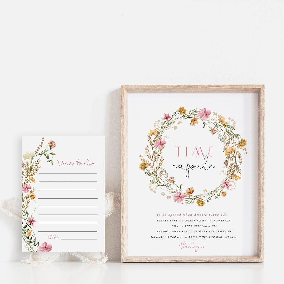 Wildflower Time Capsule Template, Summer Florals Baby Keepsake ...