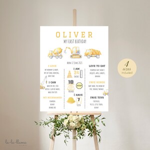 Construction First Birthday Milestones Sign Printable, Dump Truck ...