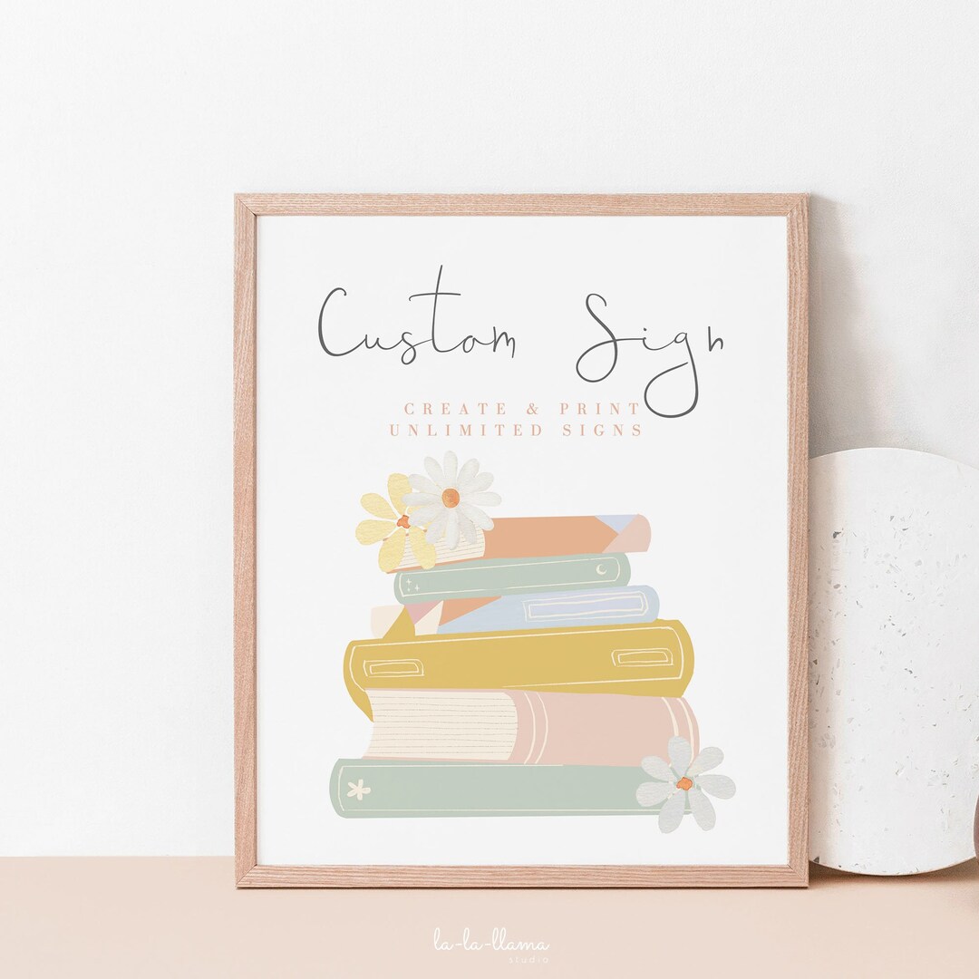 Editable Storybook Custom Sign Template, Book Themed Party Table Poster ...