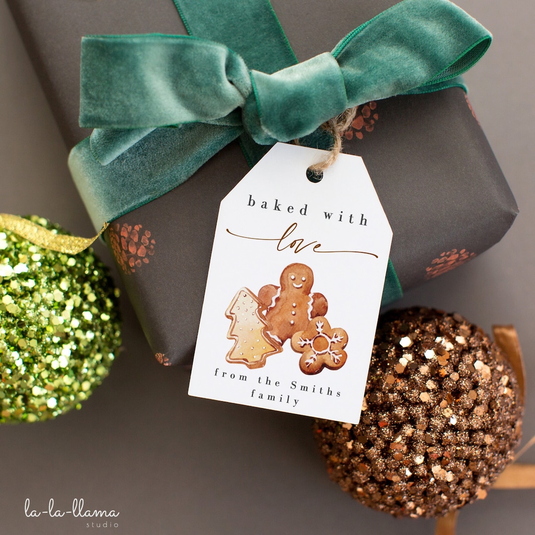 EDITABLE Christmas Cookies Tags, Baked With Love Labels, Holiday Tags ...