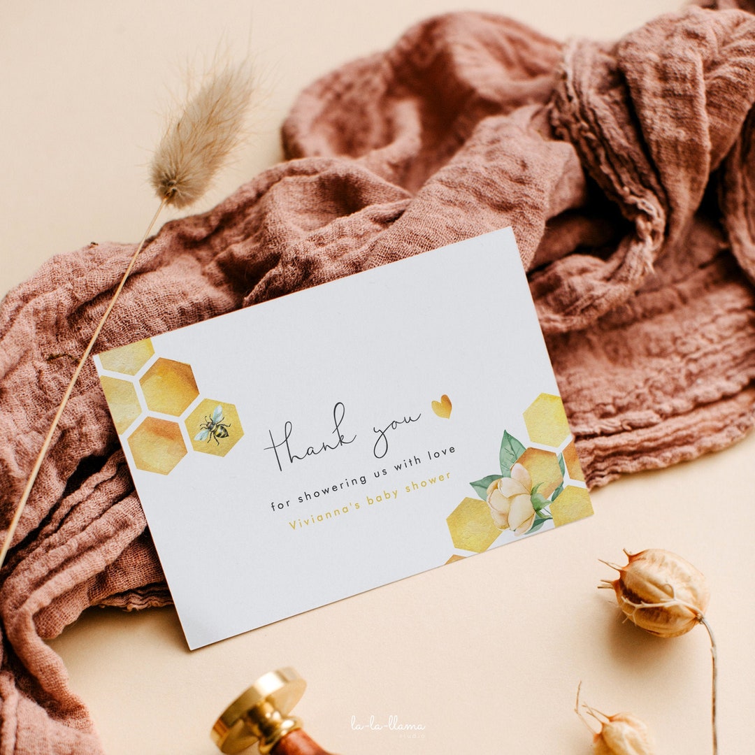 Bee Thank You Card Template, Thanks for Bee-ing Here Card, Bee Theme ...