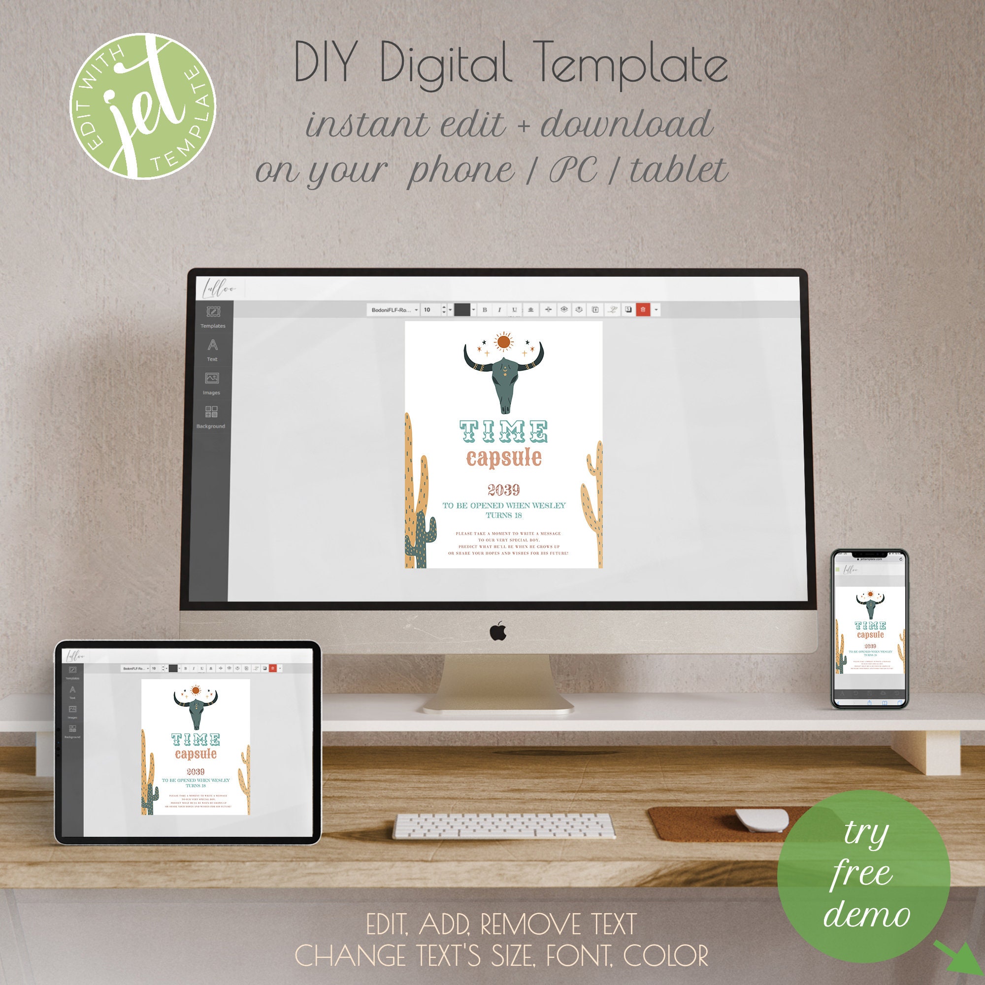 First Rodeo Time Capsule Template Wild West First Birthday - Etsy