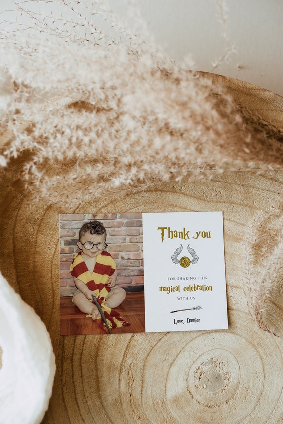 Wizard Thank You Card With Photo Template Magic School Thank | Etsy