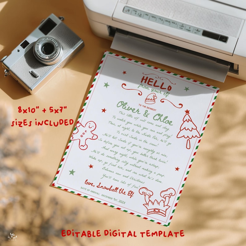 Hello Letter From Elf: Hand Drawn First Time Arrival Note (editable ...