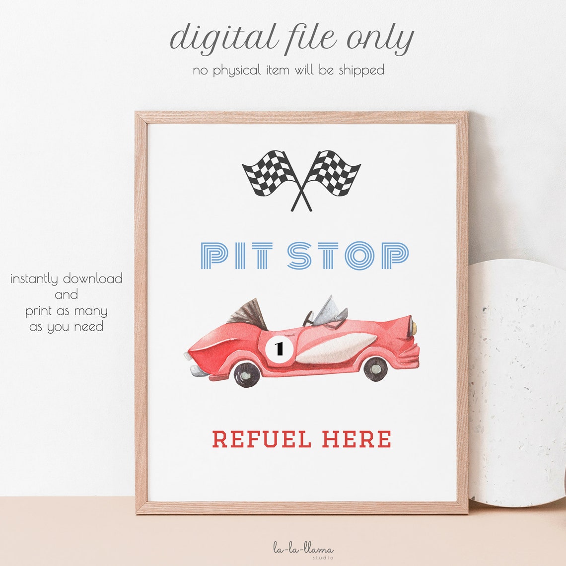 Printable Pit Stop Sign Vintage Race Car Birthday Sign | Etsy