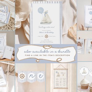 Little Sailor 1st Birthday Invitation Editable, Nautical Sailing Into ...