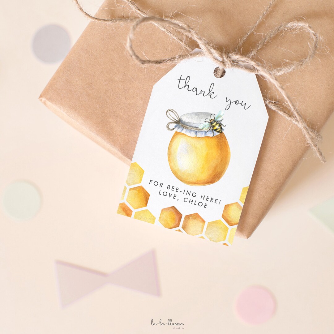 Bee Birthday Favor Tags Template, Thanks for Bee-ing Here Gift Labels ...