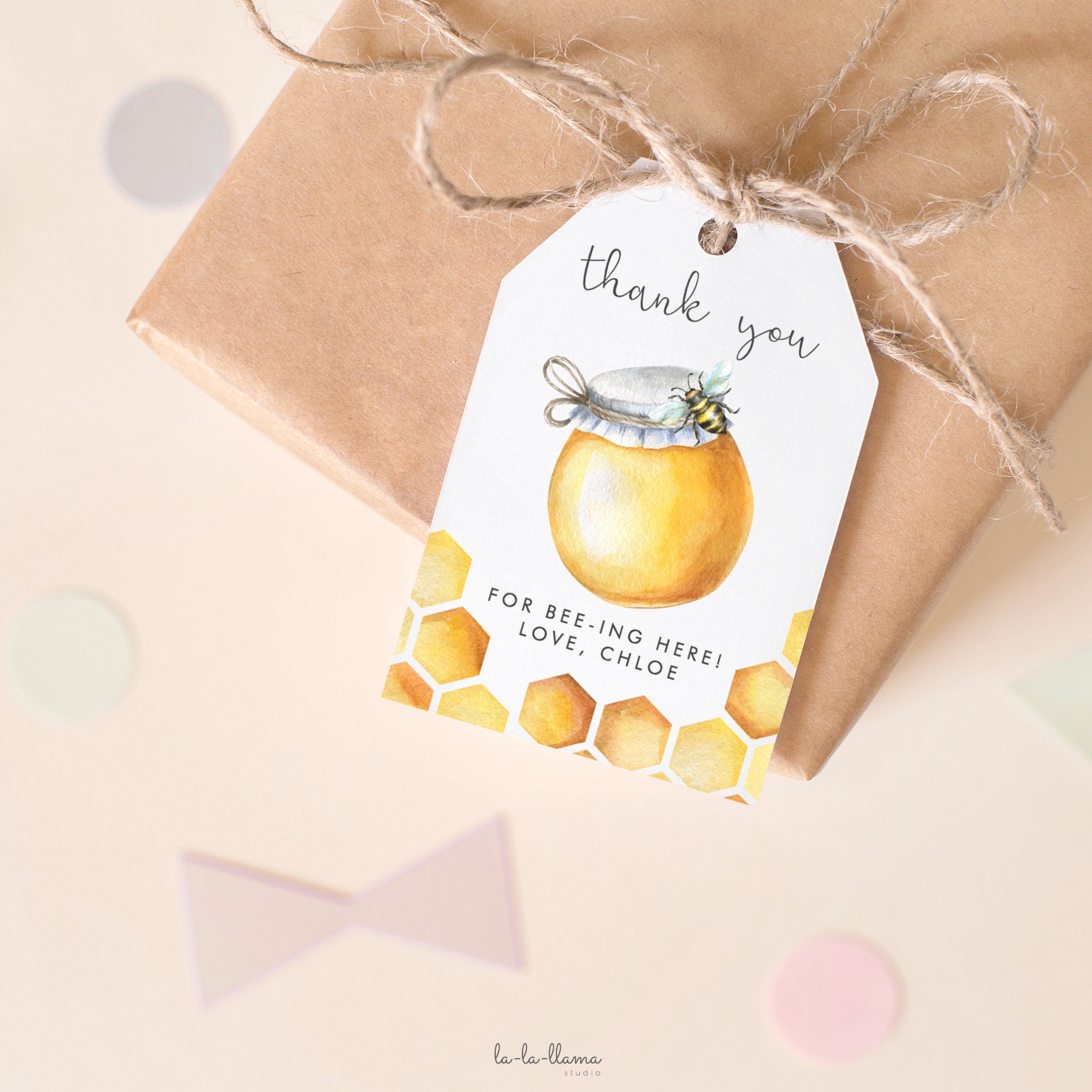Bee Birthday Favor Tags Template Thanks for Bee-ing Here Gift - Etsy