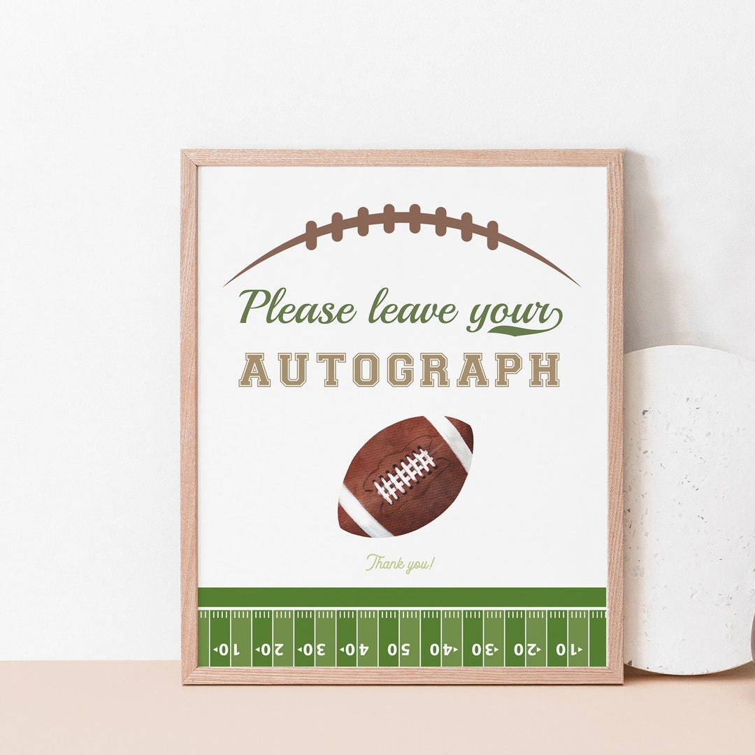 Football Leave Autograph Sign Printable: First Year Down Guest Book ...
