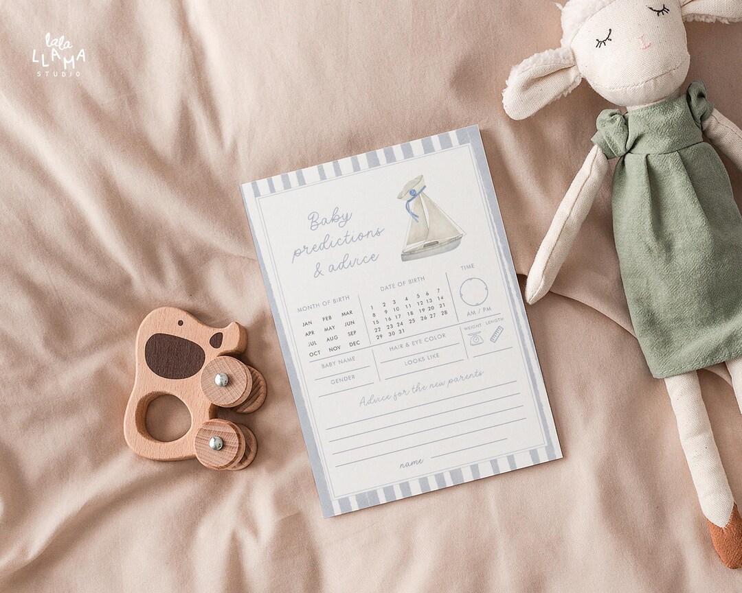 Nautical Baby Predictions & Advice Editable, Sailor Baby on Board ...