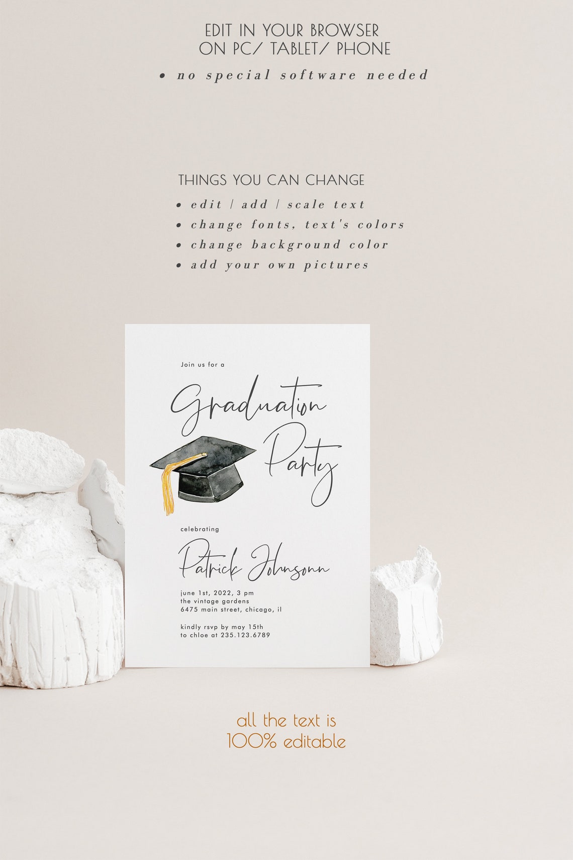 Graduation Party Invite Template Modern Graduation - Etsy