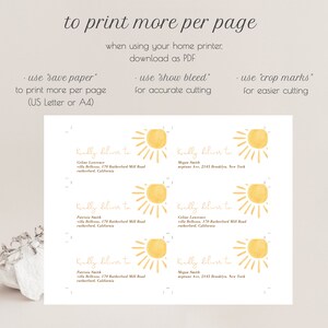 Editable Boho Sun Address Labels, 1st Trip Around the Sun Address ...