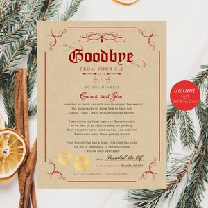 Editable Vintage Elf Goodbye Letter From North Pole Instant Download ...