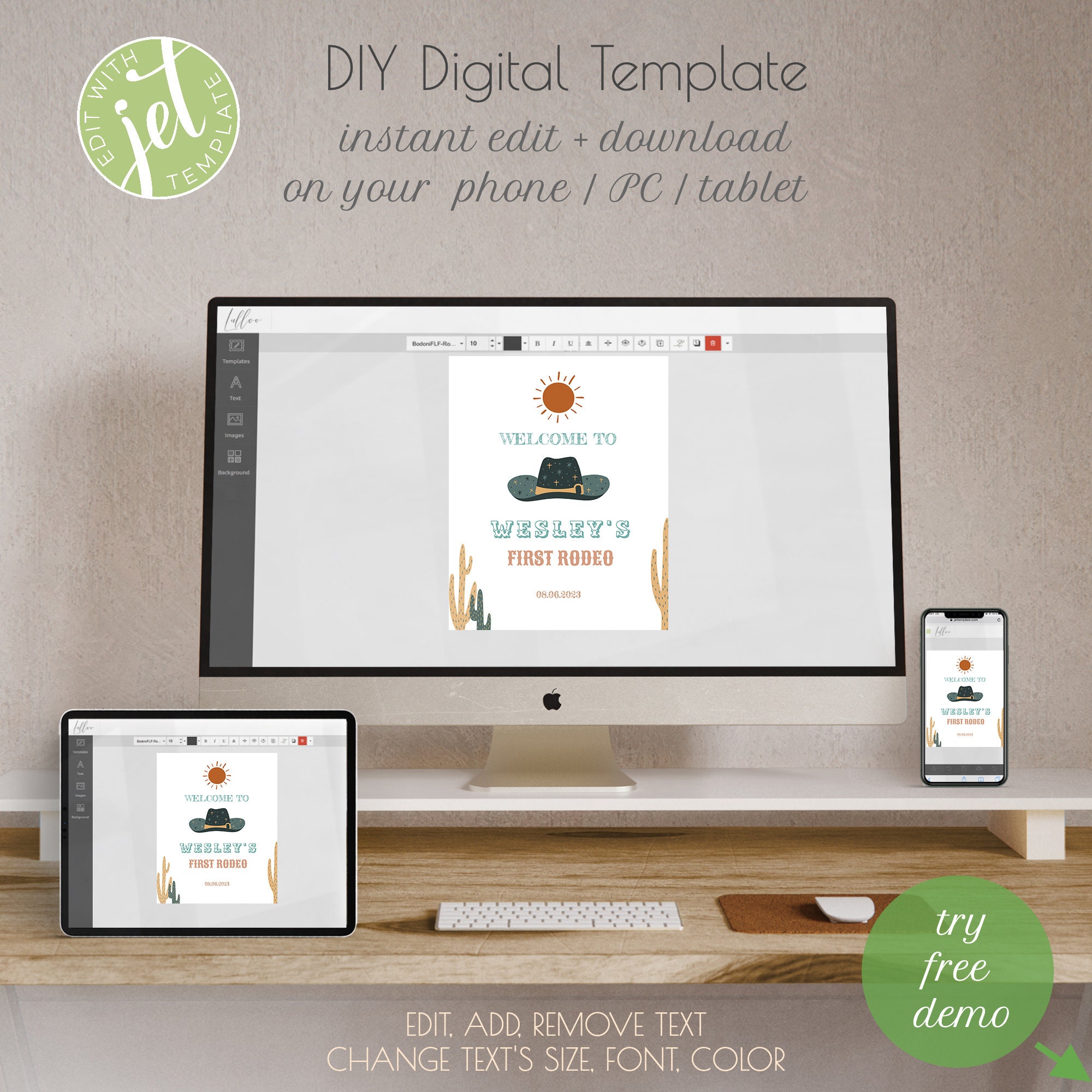 Editable Wild West Birthday Welcome Sign Western Party - Etsy