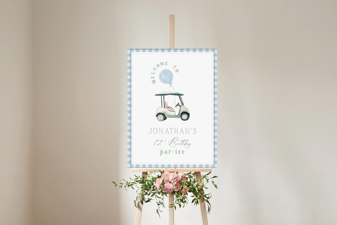Editable Golf Birthday Welcome Sign, Hole-in-one Par-tee Reception ...