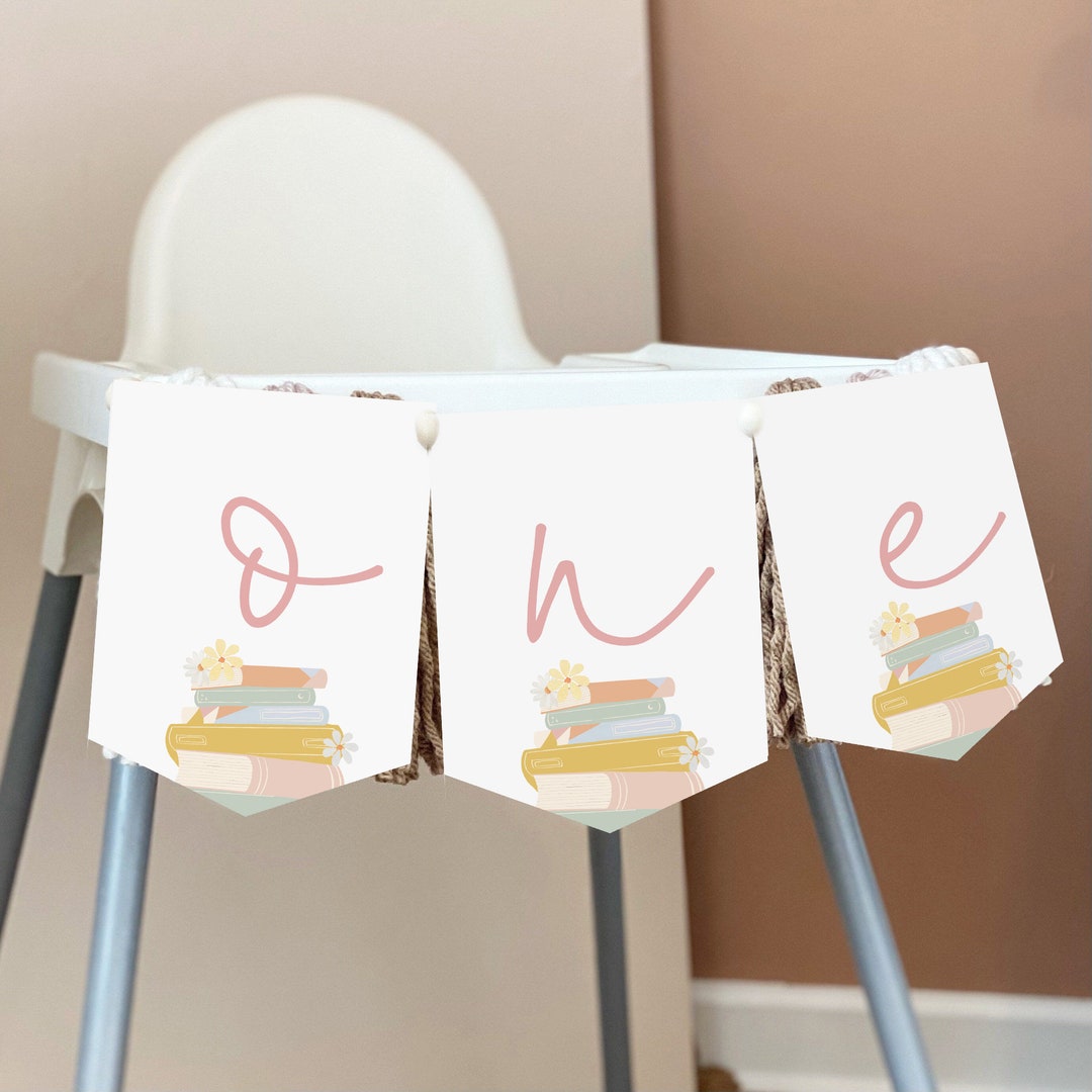 EDITABLE Storybook High Chair Banner, Chapter One Birthday Banner, Book ...