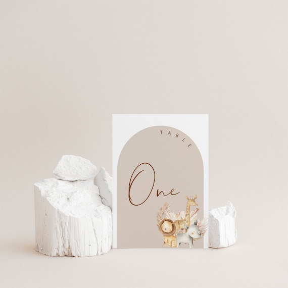Editable Boho Safari Table Numbers Muted Jungle Animals Table | Etsy